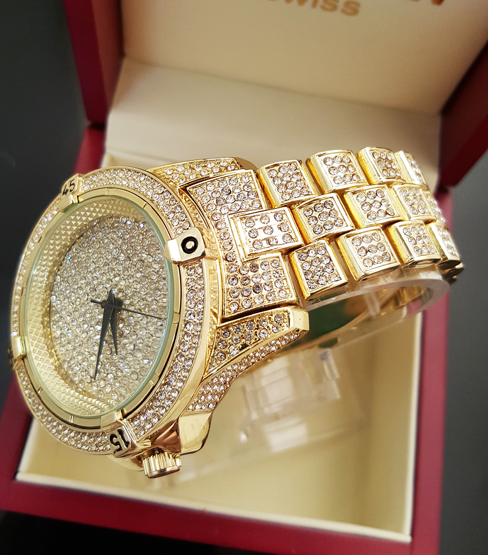 Mens Hip Hop Gold Plated Iced Techno Pave Bling Rapper's Metal Band ...