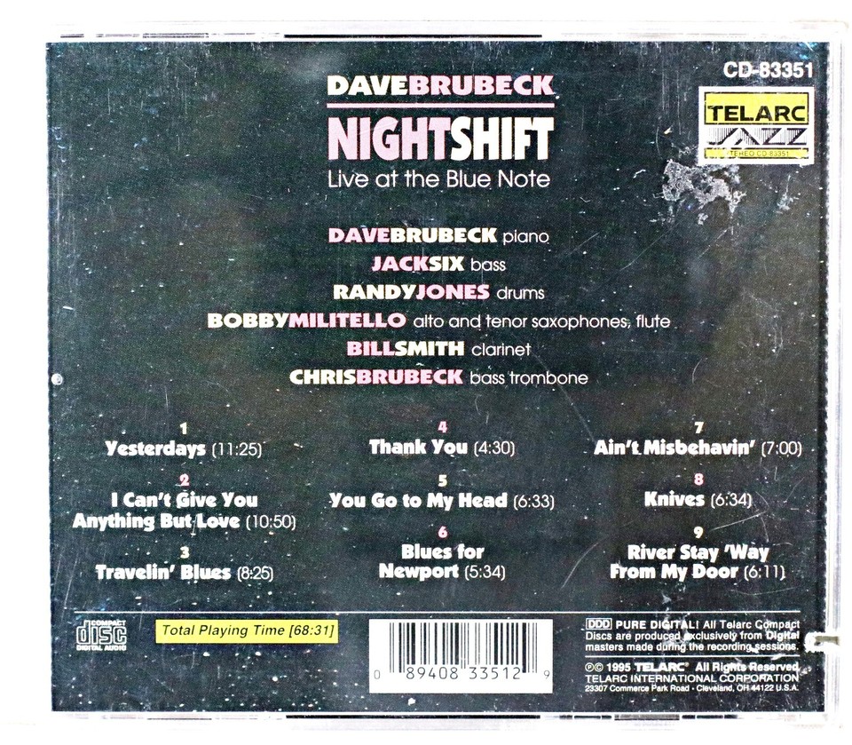 Dave Brubeck - Nightshift: Live at the Blue Note (CD 1995) 89408335129 | eBay