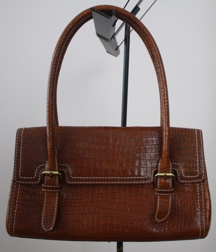 Nicole Miller Collection Brown Crocodile Embossed Purse Handbag | eBay