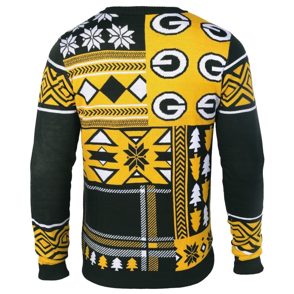 NFL UGLY SWEATER Crew Neck Patches Team Logo Sweatshirts Officially ...