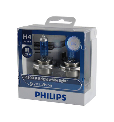 Genuine PHILIPS Crystal Vision Headlight H4 12V 60/55W T10 LED Parker ...