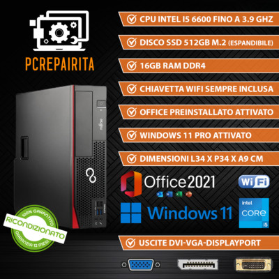 PC COMPUTER DESKTOP FISSO RICONDIZIONATO FUJITSU WINDOWS 11 I5 512GB ...