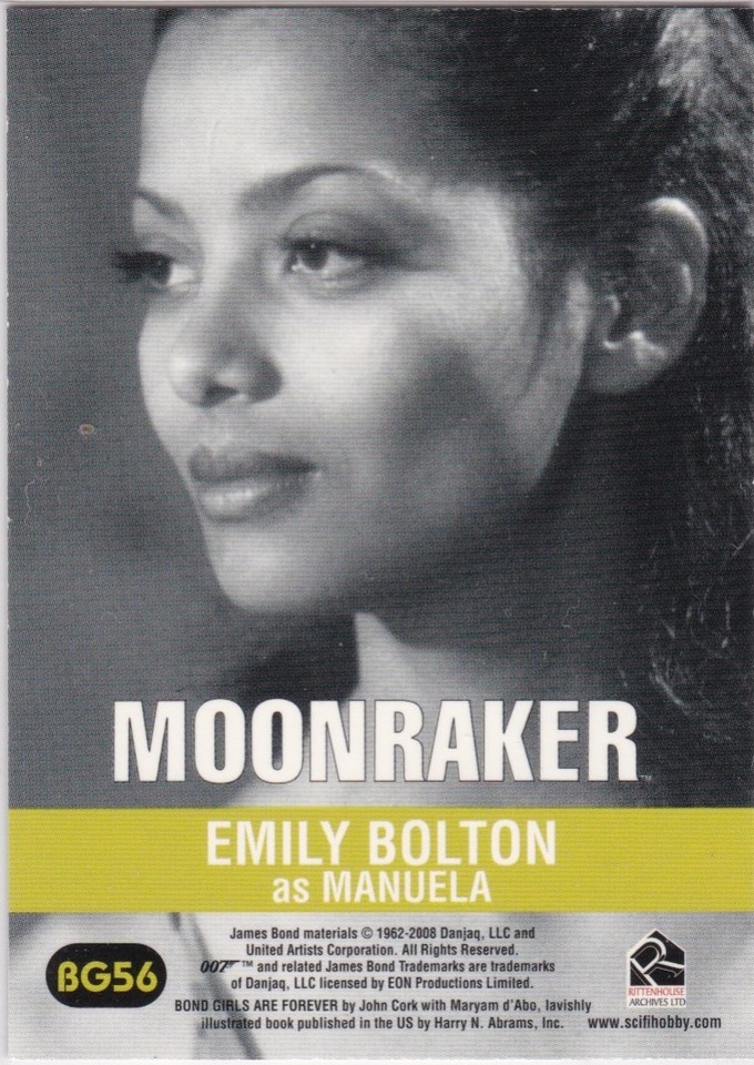 JAMES BOND IN MOTION BOND GIRLS ARE FOREVER INSERT BG56 EMILY BOLTON ...