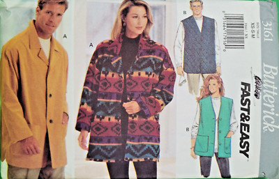 UNCUT-Butterick Pattern#3161-Unisex Jacket & Vest - Sizes XS / S / M | eBay