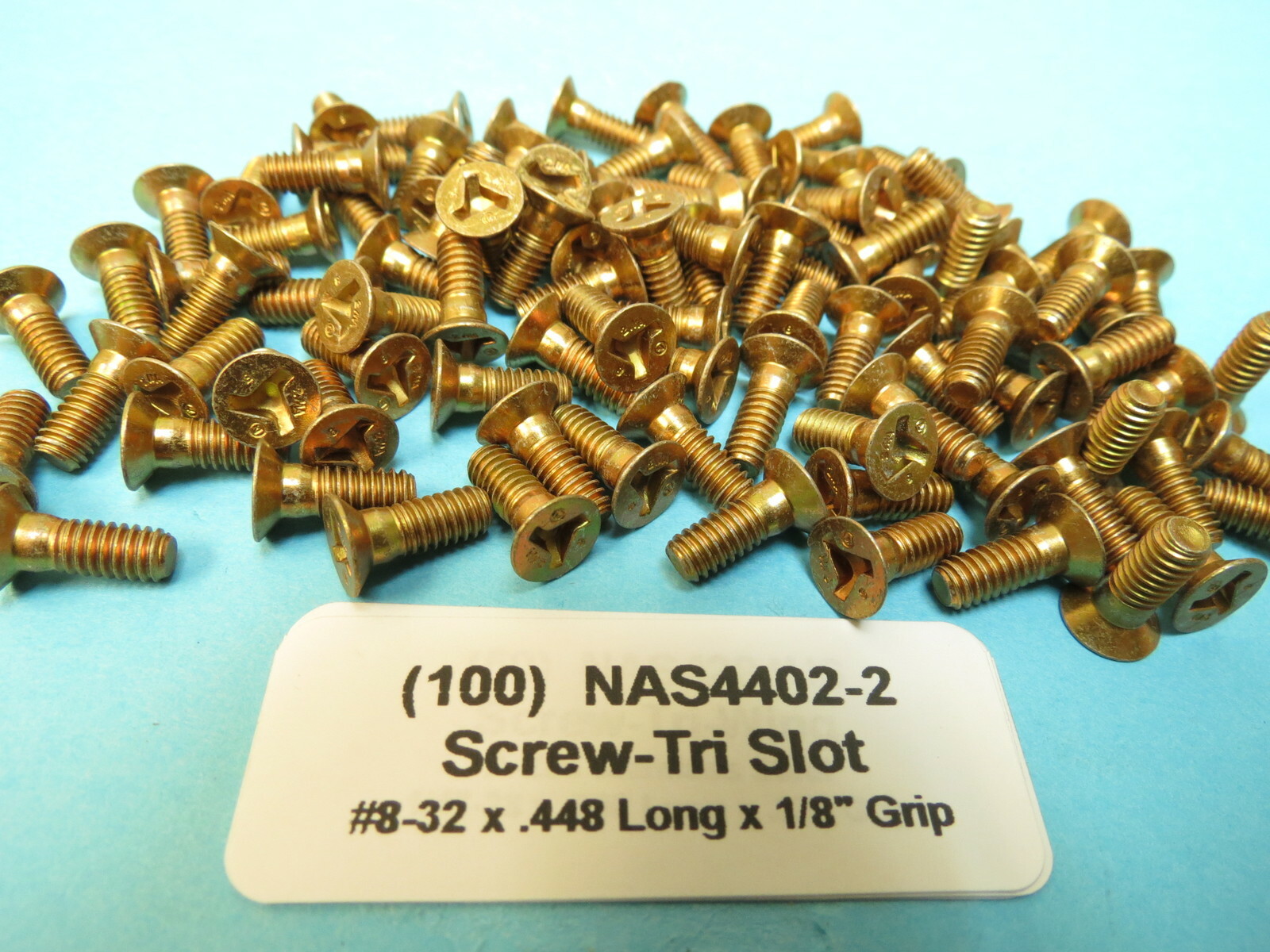(100) #8-32 x .448 x 1/8” Grip Tri-Slot Security Screw Flush Tri-Wing ...