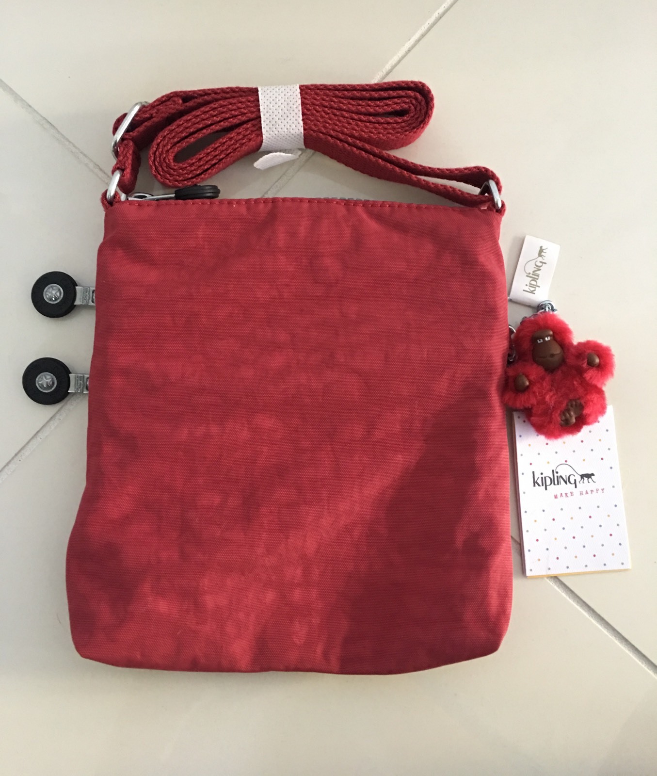 NWT KIPLING Alvar XS Crossbody Bag Travel Scarlet Red Nylon Monkey | eBay