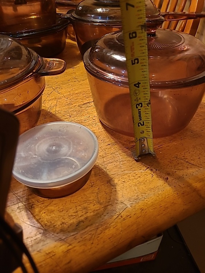 Vintage Visions Cookware Amber Glass Set Pans Lid 10pc Corningware ...