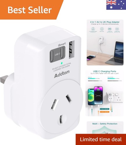 AUS to UK Ireland Plug Adapter, Type G Power Adapter with 1 Electrical ...