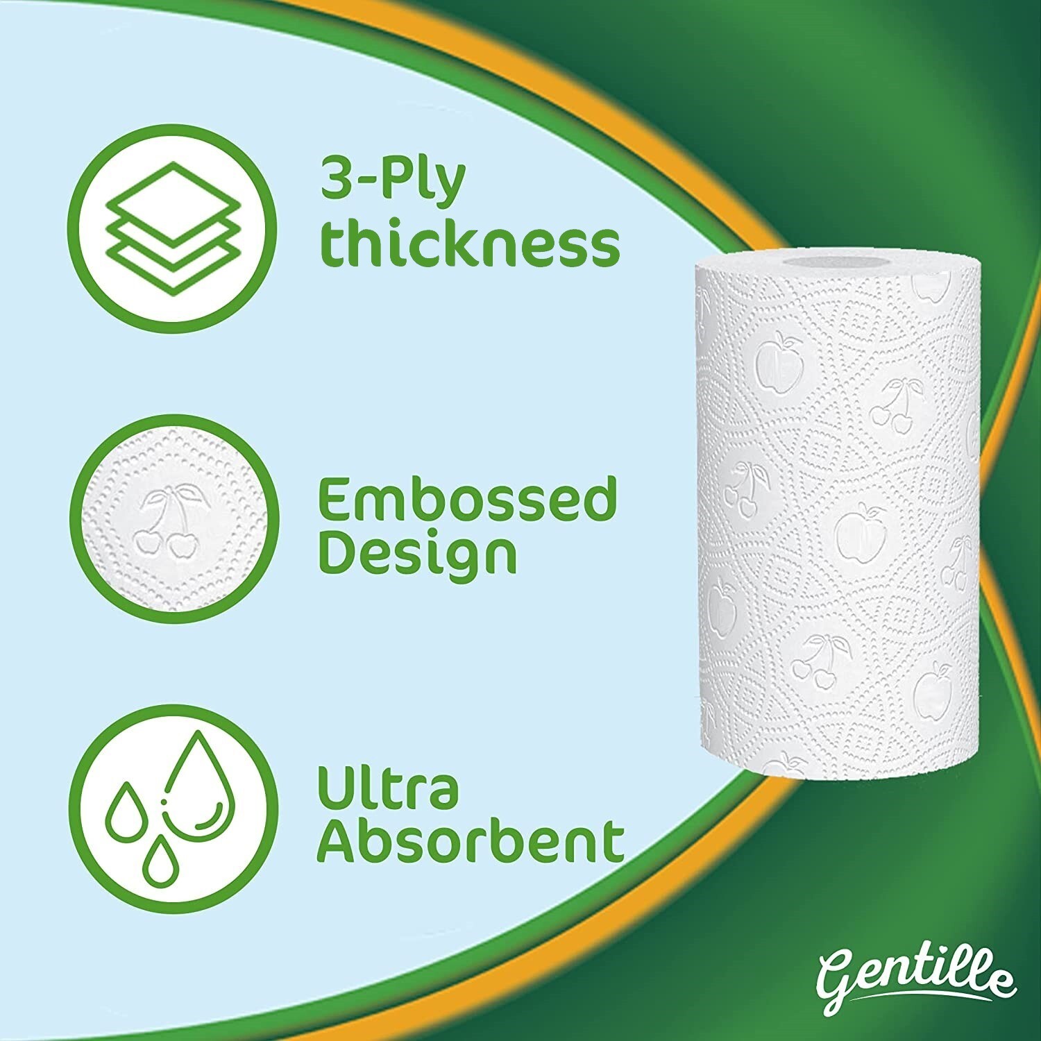 Gentille Giant Kitchen Roll Jumbo 3PLY Thickness Towel Durable Paper 12 ...