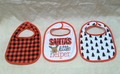Santa's Little Helper Three Holiday Baby Bibs Set Baby Essentials Brand ...