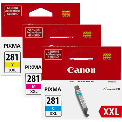Canon CLI-281 XXL (C/M/Y) Extra High Yield Ink Cartridge Set | eBay