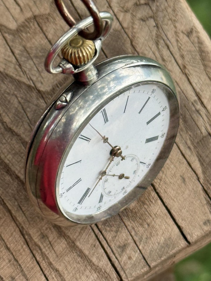 Antique Pocket Watch Mechanical Swiss Silver 800 Chaton Breguet Ligne ...