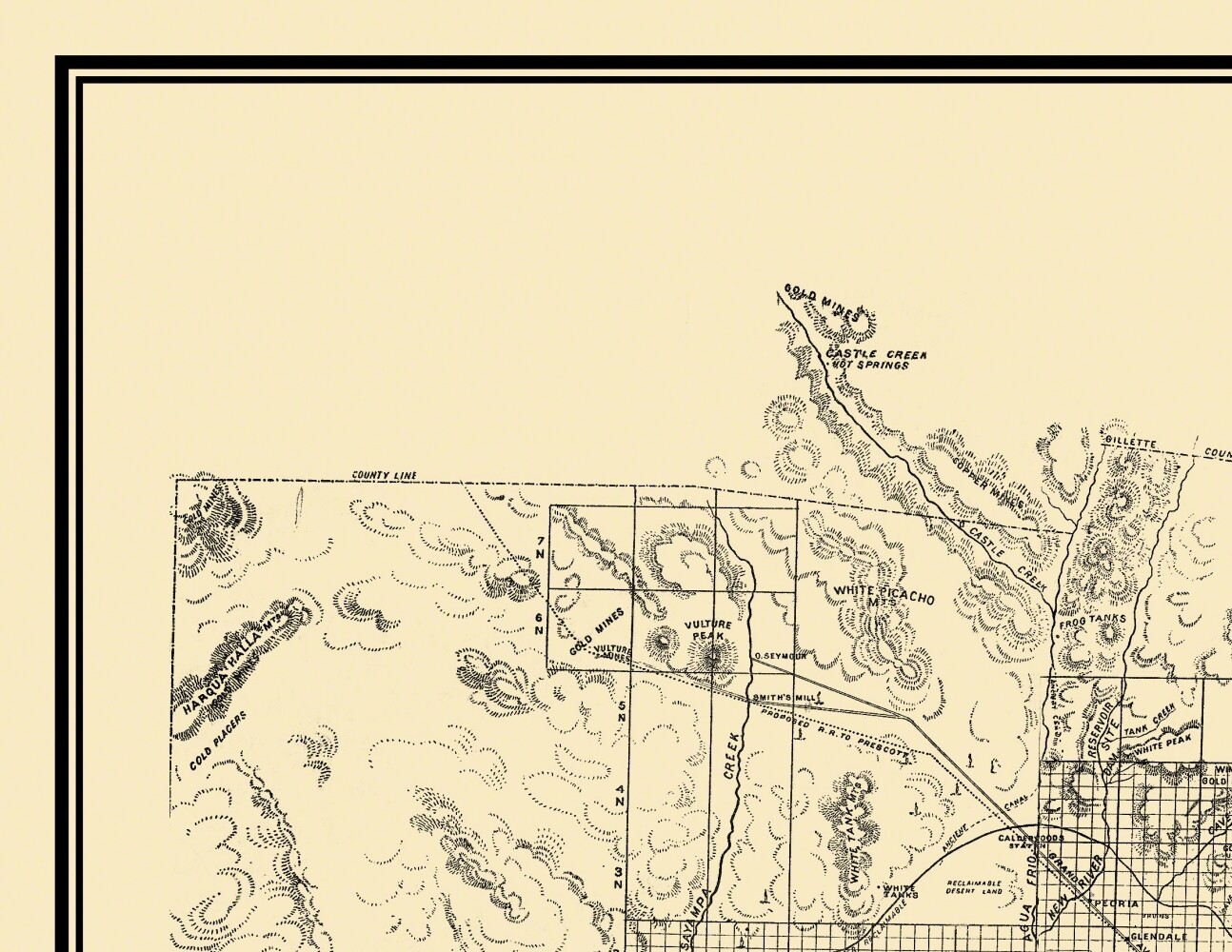 Historic County Map - Maricopa County Arizona - 1889 - 29.75 x 23 | eBay