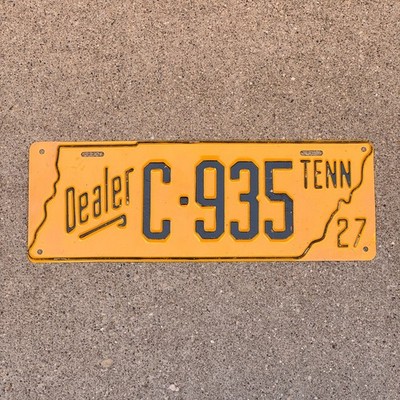 1927 Tennessee Dealer License Plate Auto Tag State Shape C 935 | eBay