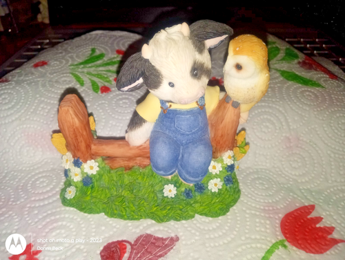 Mary’s Moo Moos You're a Hoot figurine Cow & Owl on Fence Post | eBay