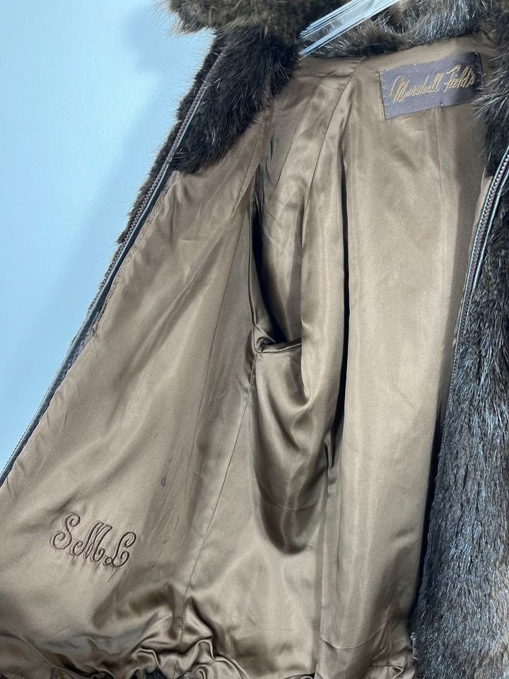 Sporty BEAVER fur jacket hood brown Women's Large coat Outstanding | eBay