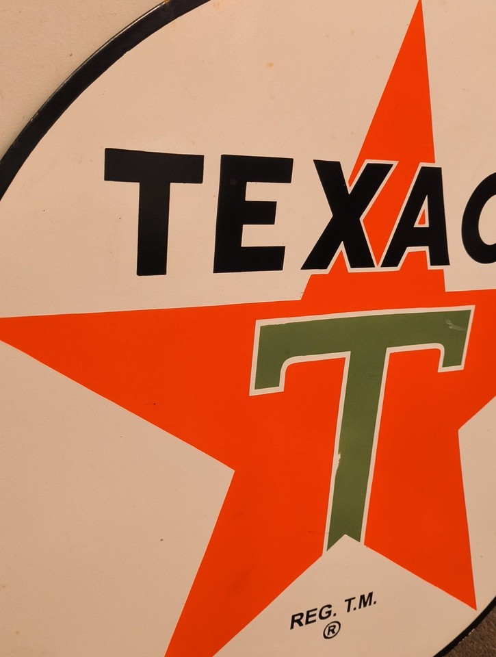 VINTAGE TEXACO STAR GASOLINE 30" PORCELAIN GAS PUMP OIL SERVICE STATION ...