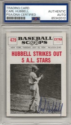 ~CARL HUBBELL 1961 Nu-Card BASEBALL SCOOPS #479 SIGNED Giants PSA/DNA ...