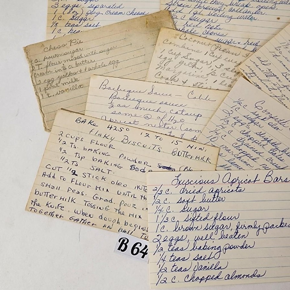 10 vintage handwritten recipe cards 3x5 estate collection paper ...