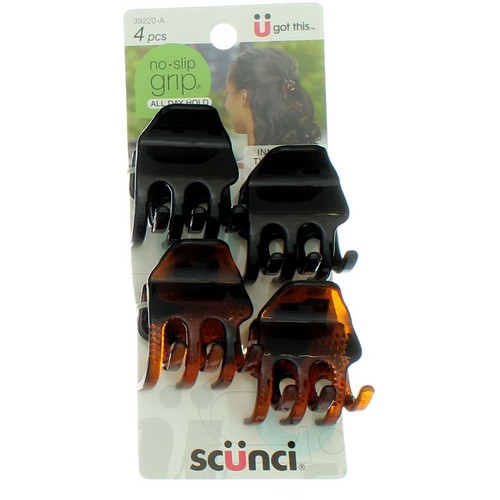 4 Pack Scunci No Slip Grip All Day Hold No Slip Grip Jaw Clips ...