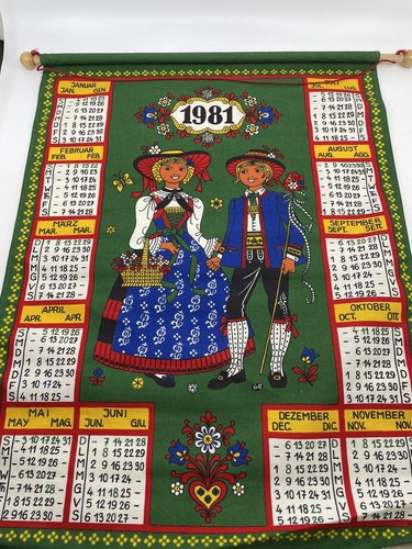 Vintage 1981 Linen Cloth Kitchen Calendar Wall Hanging Tea Towel Prayer ...