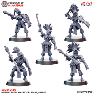 Amazon Eagle Warriors Javelin 6x Kyoushuneko Miniatures - Aztec Army ...