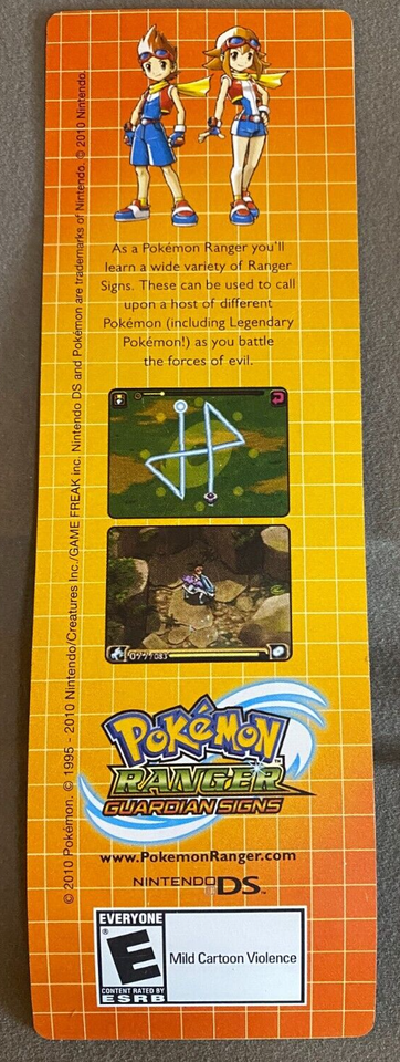 Pokemon Ranger Guardian Signs Bookmark Nintendo DS Promo - Suicune | eBay