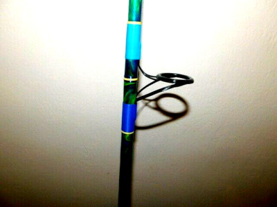 CUSTOM SPINNING ROD MAHI BLUE GREEN YELLOW MARBLE 50-80 LB 8' NEW | eBay