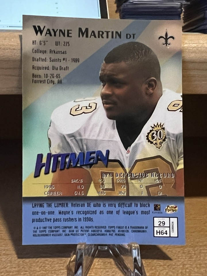 1997 Topps Finest Football NFL Hitmen Wayne Martin New Orleans Saints ...