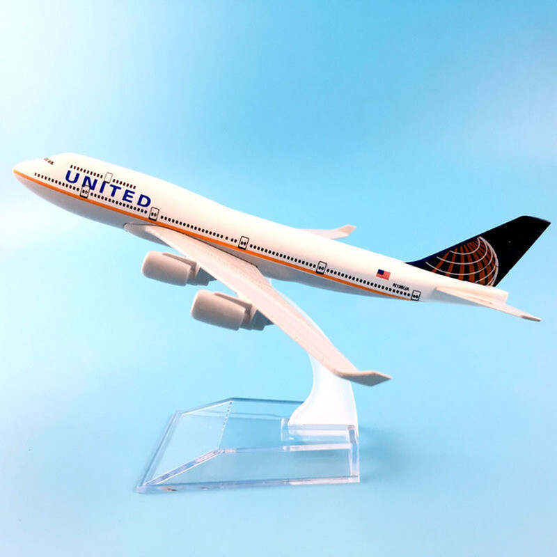 16cm United Airlines B747 Model Plane 1/400 Alloy Diecast Airplane ...