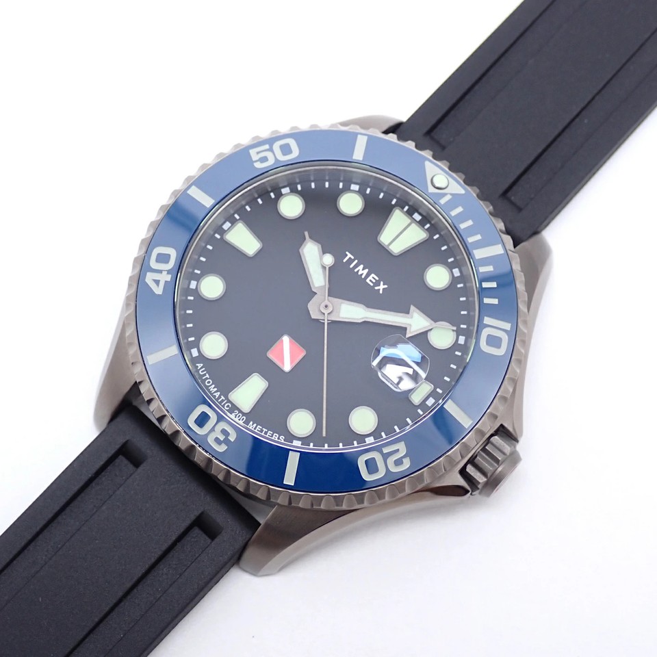 Timex TIBURON Automatic Watch TW2T21100 44mm Black Dial 200M Men’s A+ ...