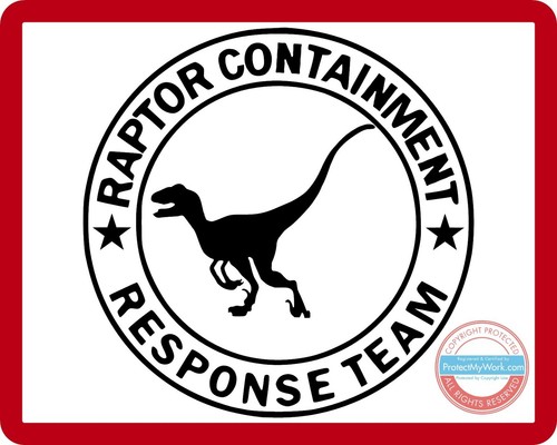 Raptor Containment Vinyl Decal Response Team Sticker Version 1 Dinosaur ...