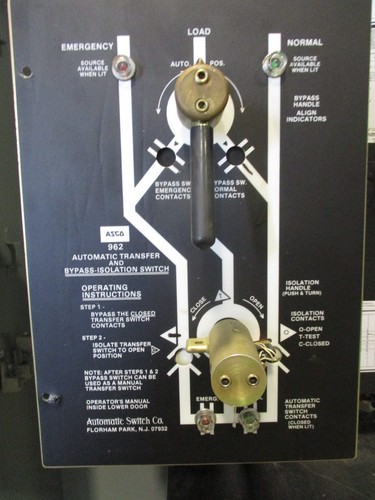 ASCO 962 TRANSFER SWITCH BYPASS ISOLATION SWITCH 600 Amp 480 Volt 3P 3W ...