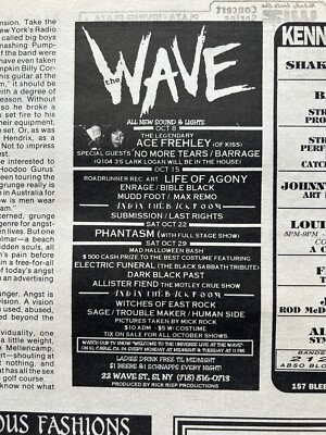 KISS Concert Ad Advert ACE FREHLEY Oct 8 1994 Wave Staten NY Vintage ...