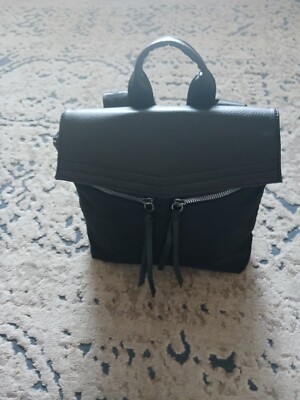 BOTKIER New York Nylon And Faux Leather Mini Backpack Handbag - Black ...