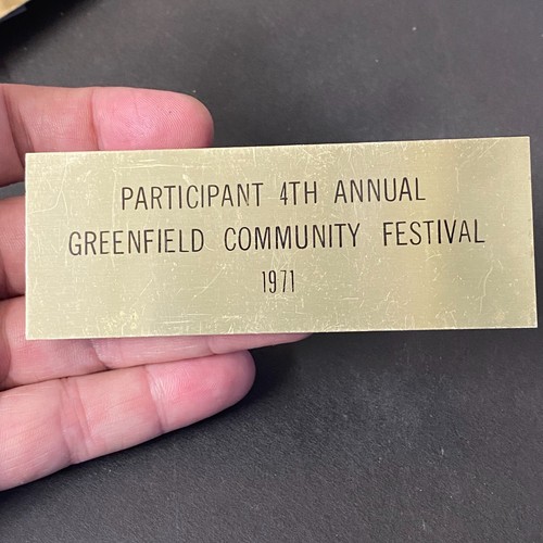 1971 Greenfield Community Festival Participant Auto Show Dash Plaque | eBay