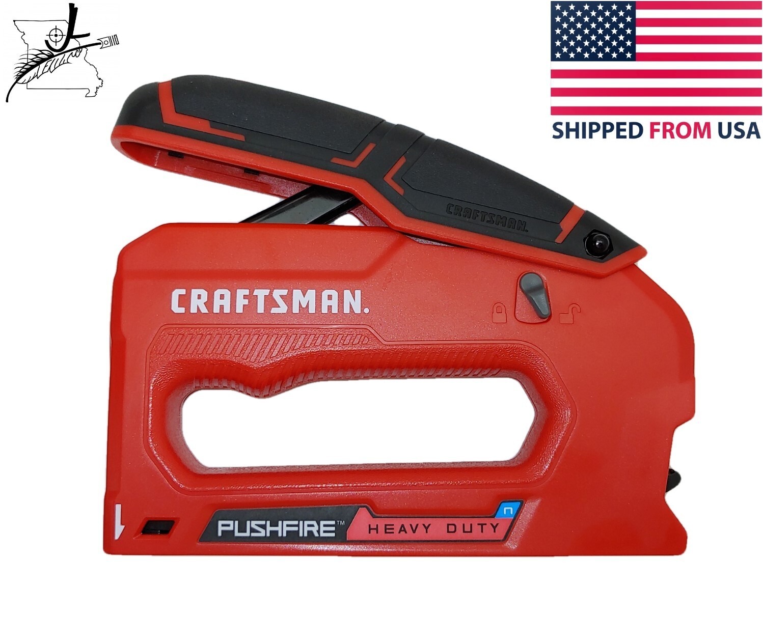 Craftsman Pushfire Staple Gun Stapler Reverse Grip Heavy Duty 1/4" - 9/ ...