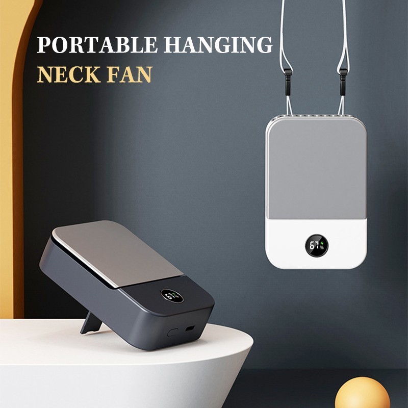 Desktop Silent Small Fan Portable USB Hanging Neck Fan with Digital ...