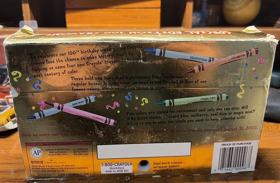 Vintage Crayola Special Edition 100 Crayons ~ Gold Box 2002 Binney ...