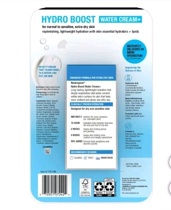 Neutrogena 2-Pack 1.7 fl oz Fragrance Free Hydro Boost Water Cream New ...