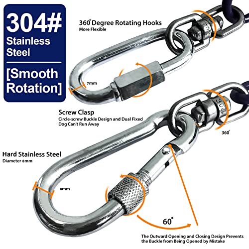DOG TIE OUT CABLE Aerial Run Zip Line for Large Dogs 300lbs 100ft ...