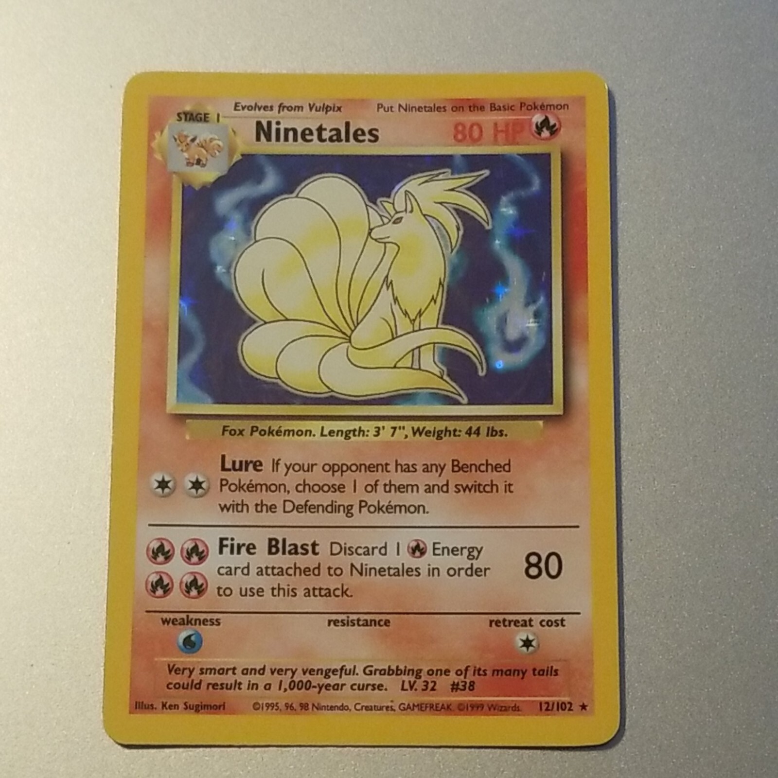Ninetales 12/102 - ERROR HOLO BLEED - VINTAGE WOTC POKEMON CARD - LP/NM ...