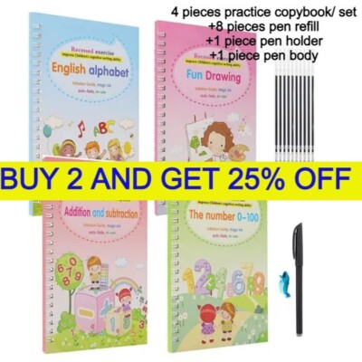 4x Magic Practice Copybook Groove Handwriting Copy Book Calligraphy For ...