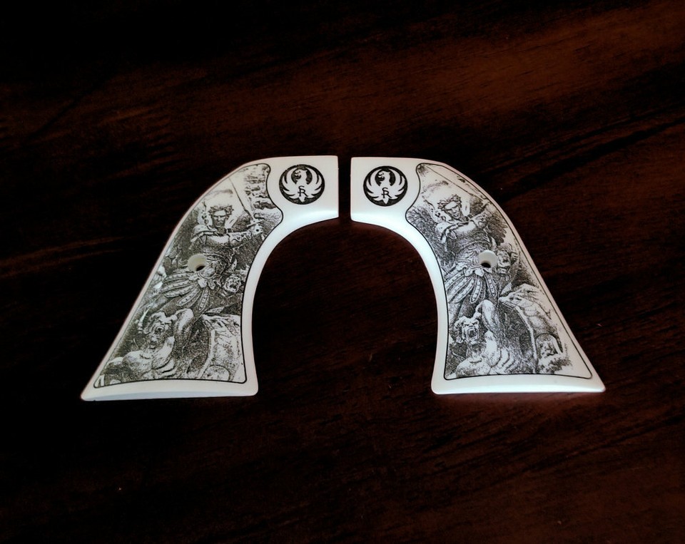 Ivory Ruger Super Blackhawk custom engraved Grips Archangel Michael ...