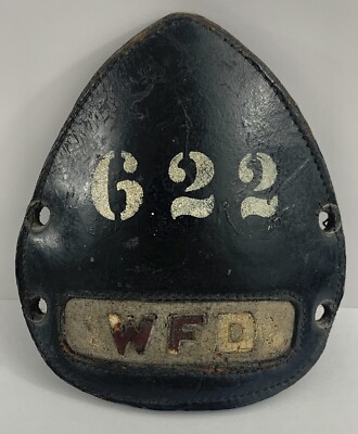 Vintage Wichita Fire Department Leather Helmet Badge #622 | eBay