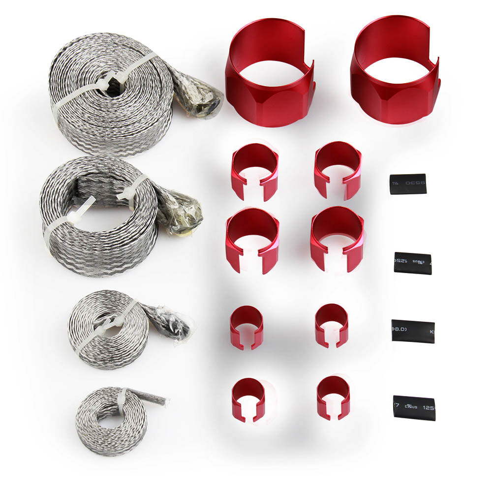 Flex-Braid Hose Sleeve Kit Stainless Steel Red cover radiator heater ...