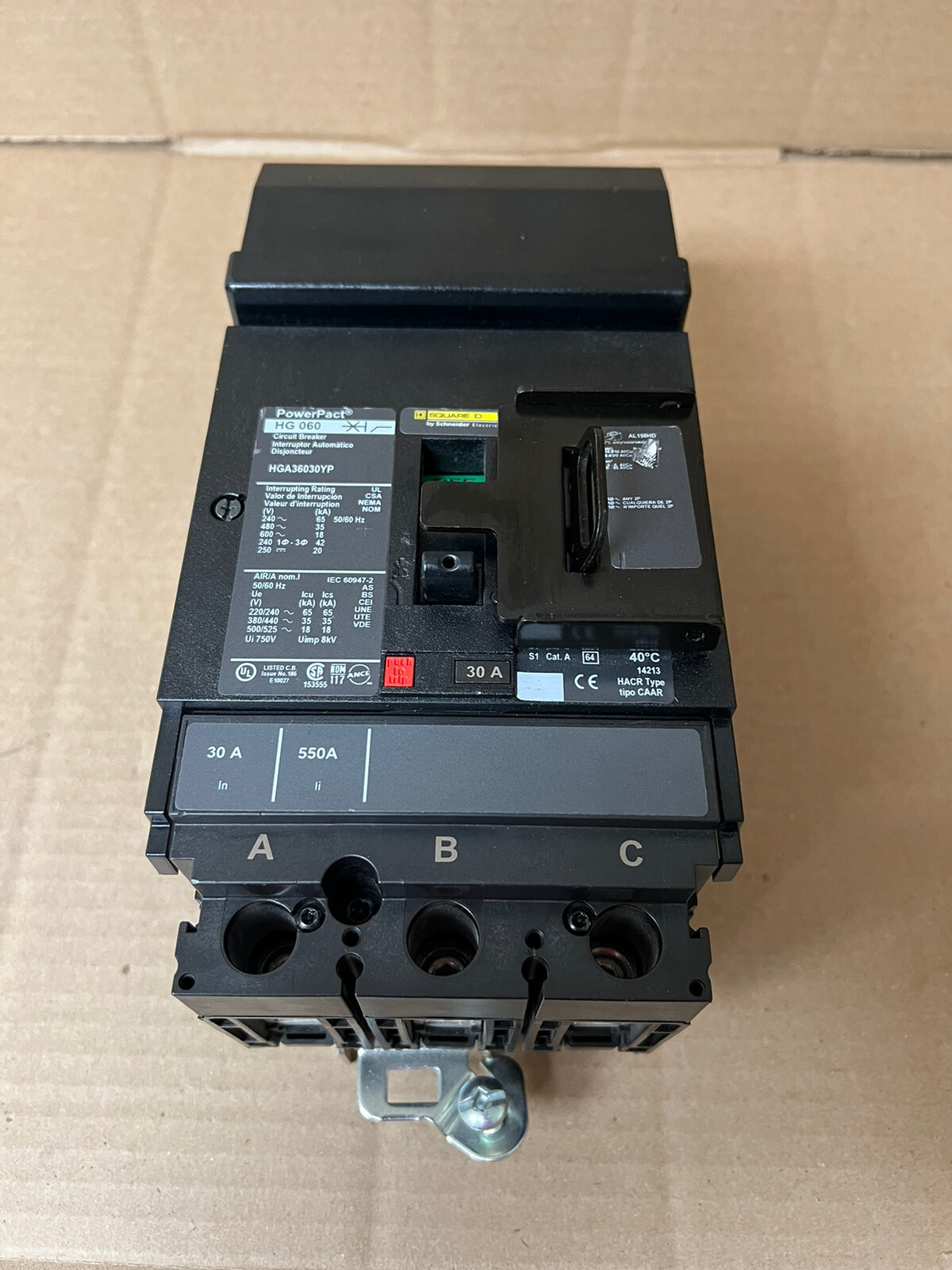 HGA36030 Square D 30 Amp 600V 3 Pole 35K I-Line Plug In Circuit Breaker ...