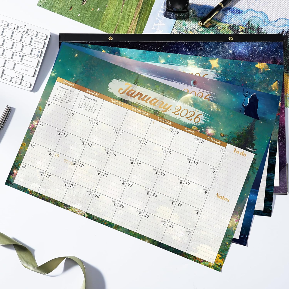 2026 Desk Calendar 17x12 Inch 12-Month Wall & Desk Pad with Notes ...