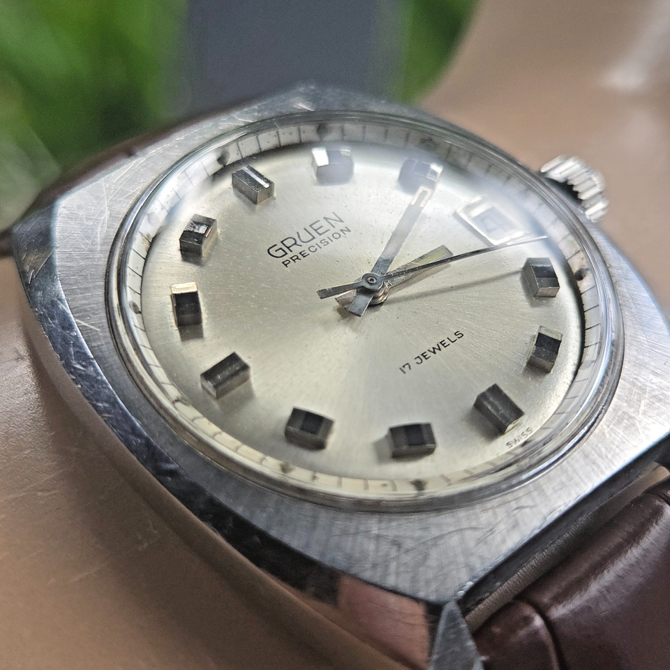 Vintage GRUEN men's manual wind watch 510RssCA Date barrel shape swiss ...