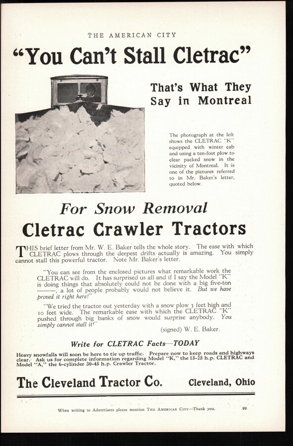 1926 Cleveland Tractor Company Cletrac crawler Ohio Vintage magazine ...